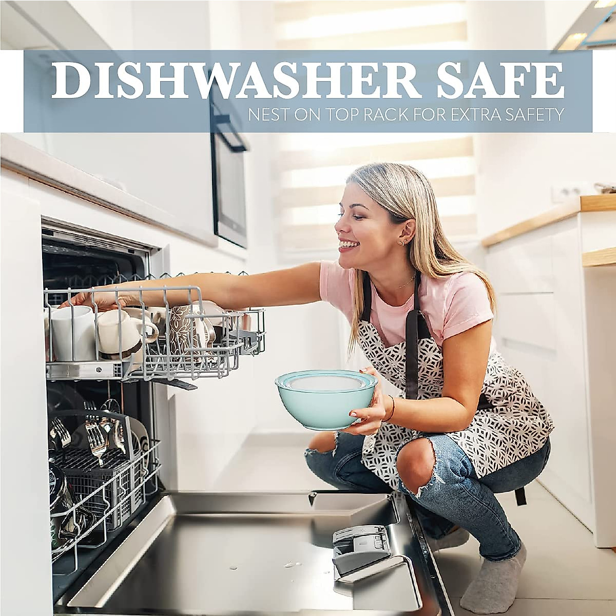 12 Piece Plastic Mixing Bowls Set, Colorful Nesting 6 Prep Bowls and 6 Lids - Color Food Storage for Leftovers, Fruit, Salads, Snacks, and Potluck Dishes - Microwave and Freezer Safe