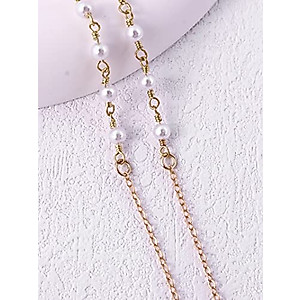 Newest Anti-Lost Airpods Neck Strap Holder Magnetic Gold Leash White Pearl Chain Necklace Gifts for Women Lady Girl, 72cm