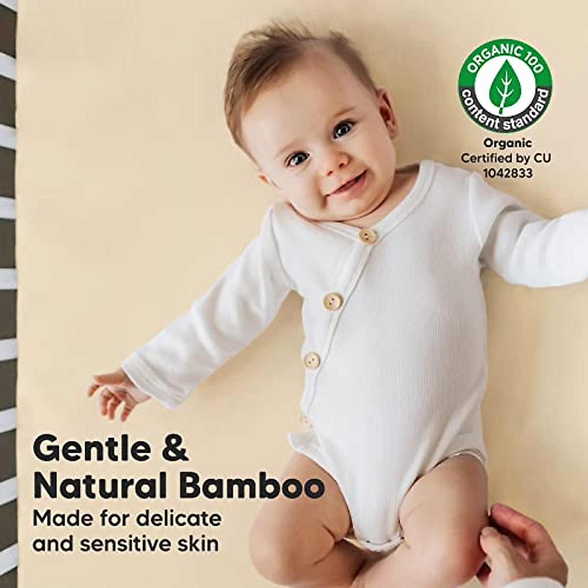 2-Pack Bamboo Crib Sheets for Boys, Girls - Jersey Fitted Crib Sheet, Organic Baby Crib Sheets Neutral, Crib Mattress Sheet, Toddler Bed Sheets, Baby Sheets for Crib, Unisex Crib Fitted Sheet (Khaki)