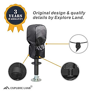 Explore Land Waterproof Electric Tongue Jack Cover, RV Power Tongue Trailer Jack Cover, Universal Camper Jack Cover Size 9L x 4W x 18H inch