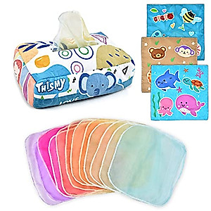 THISMY Baby Toys 6-12 Months Magic Tissue Box Montessori Toy for Babies 6-12 18 Months, Soft Contrast Crinkle Sensory Toys for Toddlers