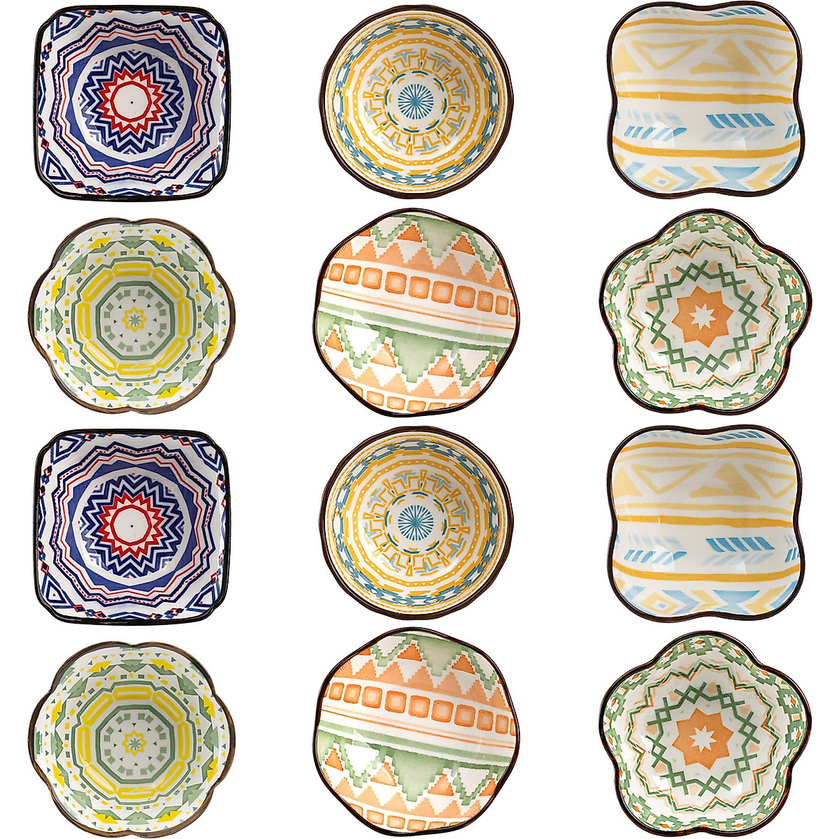 Lyellfe Set of 12 Ceramic Pinch Bowl, Small Bowls for Dipping, 4 Oz Soy Sauce Dish, Handmade Prep Charcuterie Board Bowl for Yogurt, Souffle, Ice Cream, Side Dish