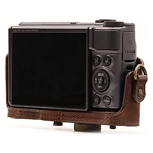 MegaGear MG1174 Canon PowerShot SX740 HS, SX730 HS Ever Ready Leather Camera Case with Strap - Dark Brown