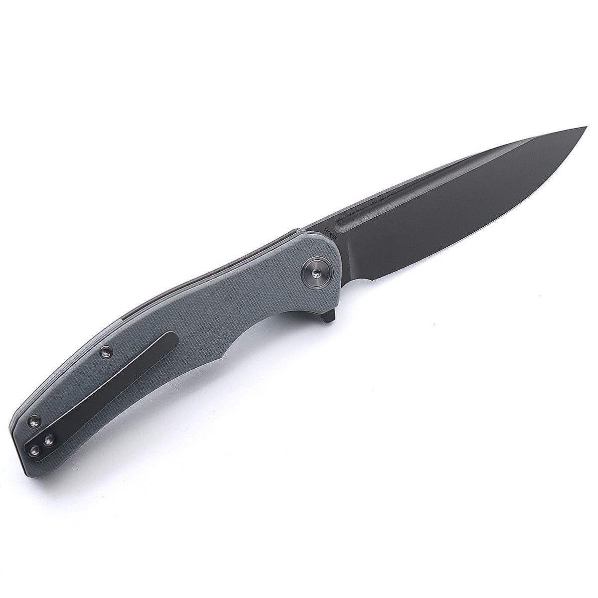 Miguron Knives M Velona Flipper Folding Knife 3.5" Small Version 14C28N Dark Grey PVD Blade Grey G10 Handle Pocket Knife MGR-8003DGS