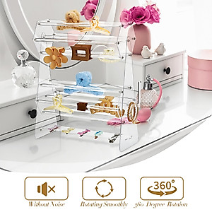 Lineshading Acrylic Claw Clip Holder 360 Degree Rotating Claw Clip Organizer Girl Hair Accessories Organizer Storage Display Clear Stand for Girl Women Vanity Dressing Table (Hexagonal Style)