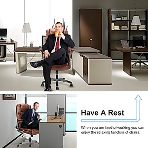 REFICCER Brown Leather Office Chair with Flip up Arms, Ergonomic Executive Office Chairs with Wheels, 90-120° Rocking High Back Office Desk Chair with Lumbar Support, Swivel Task Chairs