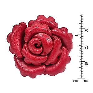 AeraVida Red Petals Genuine Leather Blooming Rose Free Size Ring | Floral Statement Adjustable Ring for Women | Statement Handmade Ring
