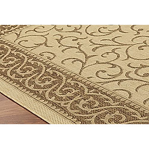 Msrugs Area Rugs - 9x12 Flatweave Collection Key West Beige/Gold Indoor/Outdoor Modern Area Rug - Contemporary Floral Carpet for Patio, Deck, Porch, Camp and Picnic (8'10''x11'9'')