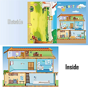 GRANDLMOON Magnetic Portable Playboard Doll House Family Magnets for Todder Kids Perfect Preschool Learning Travel Toy (65 Pcs)