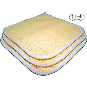 3 pcs/set Dual-Sided With Soft Weave Exfoliating Scrub and Soft Terry Cloth Towel Home Spa Exfoliating Face and Body - Shower Scrubber - Remove Dead Skin -Great for Skin Care in the Massage Bath