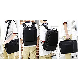 ZIXER Convertible Slim Professional Backpack Briefcase 3 in 1 Water Resistant Multifunctional Business Professional and College School Student Backpack Daypack Fits 15.6'' Laptop and Tablet (Black)