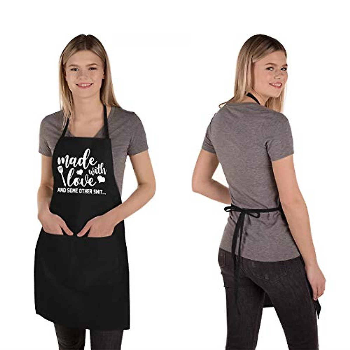 Saukore Funny Aprons for Women Men, Novelty Kitchen Cooking Apron with 2 Pockets, Cute Baking Gifts for Bakers - Birthday Housewarming Mothers Day Apron Gifts for Mom Wife Sister Grandma
