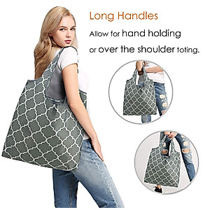 BeeGreen Polka Dot Constellation Zigzag Stripe Reusable Grocery Bags Foldable Bulk 12 Pack, Geometry Reusable Shopping Bags Extra Large 50LBS Heavy Duty, Machine Washable Reusable Bags for Groceries