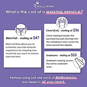 Hard Wax Beads - Mallowwax Lavender Stripless Hard Wax Beans - Wax beads for Hair Removal - Natural, Gentle Wax for Brazilian Bikini - Waxing Beads for Beginners (Coarse Body Hair Specific)