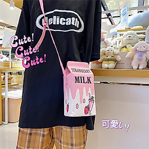 WILDFINDING Unique Girls Fruits Banana Strawberry Milk Box Cross Body Purse Women Phone Wallet Shoulder Bag Super Gift (F-StrawberryN)