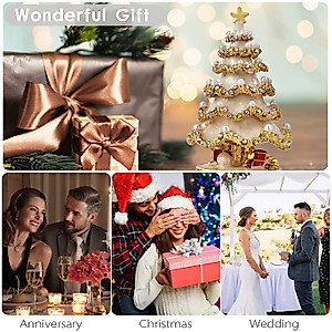 QFkris Christmas Tree Jewelry Trinket Boxes Hand Painted Enameled with Shinning Rhinestones, Ring Holder, A Surprise Gift Christmas Decor