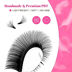 TDANCE Easy Fan Lash Extensions Thickness 0.07 D Curl Mix 8-15mm + Premade Fans Eyelash Extensions 10D D Curl 0.07 Thickness Middle Stem 8-15mm Mixed Length