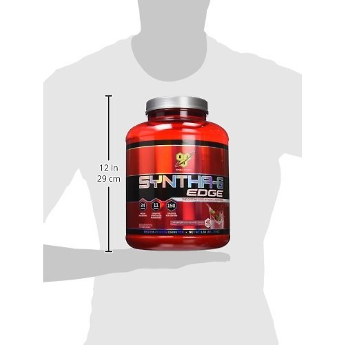 BSN SYNTHA-6 EDGE Protein Powder, with Hydrolyzed Whey, Micellar Casein, Milk Protein Isolate, Low Sugar, 24g Protein, Strawberry Milkshake, 48 Servings