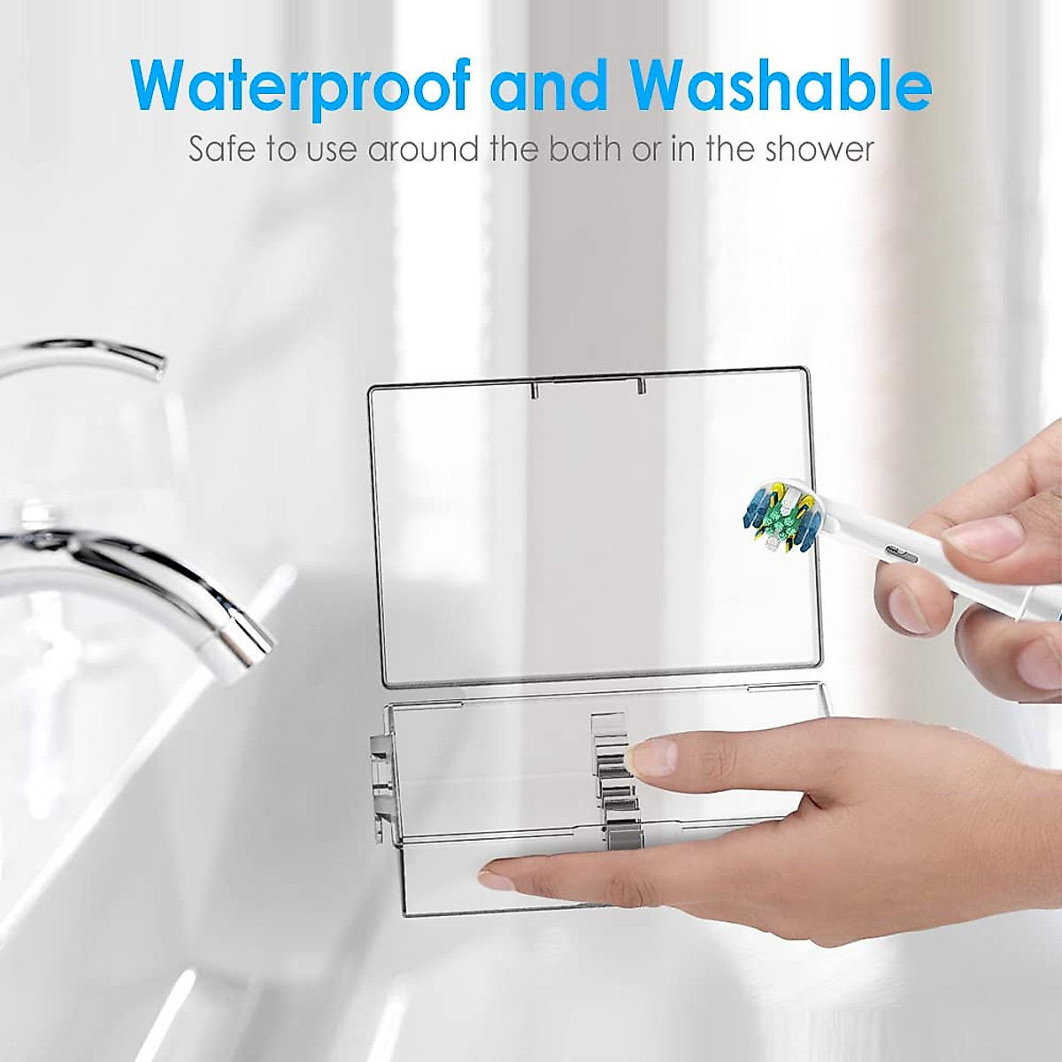 Toothbrush Heads Case, Brush Head Dustproof Cover Cap Protector Case Compatible with Oral-B Braun and Philips Replacement Brush Heads, Protects Toothbrush Head and Convenient Travel - Clear