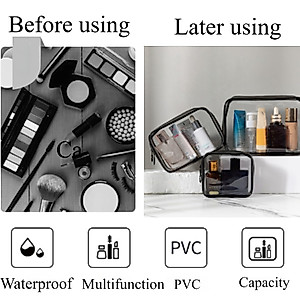 HUTUYIYI TSA Approved Toiletry Bag 3 pcs Clear Toiletry Bags - Quart Size Travel Makeup Cosmetic Bag Carry on Airport Airline PVC Plastic Compliant Bag Women Men (3 Pack-Black)