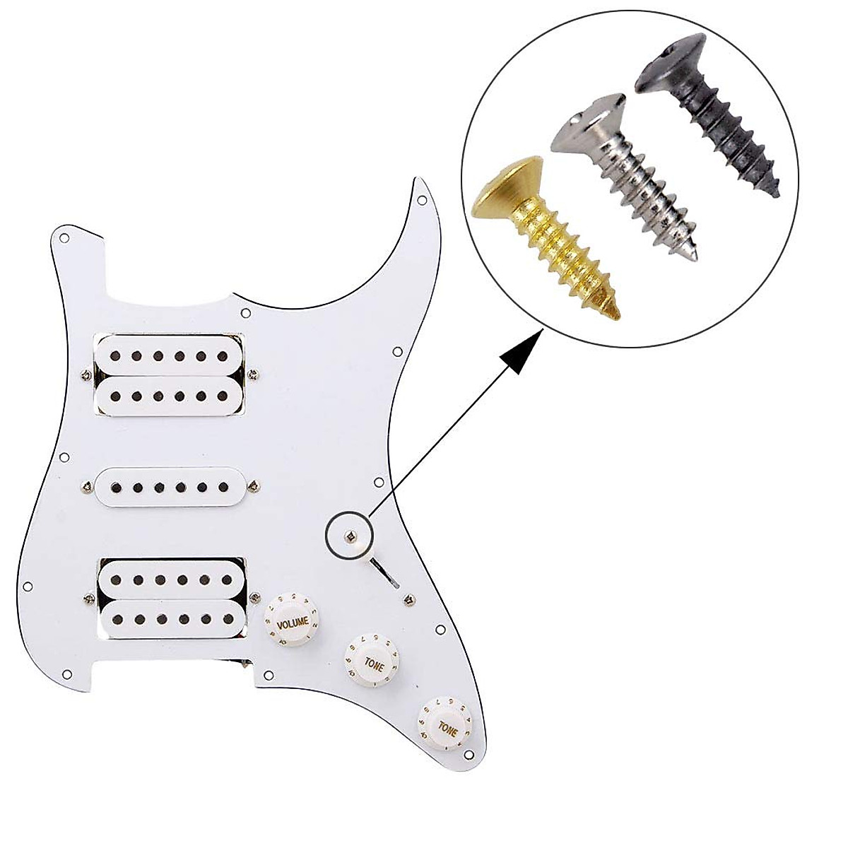 RuiLing Pack of 50 Black Electric Guitar Pickguard Backplates Mounting Screws, Electric Guitar Bass Cover Plate Screw for ST TL LP SG Guitar Parts