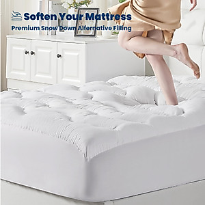 BDEUS Twin XL Mattress Topper, Mattress Protector for College Dorm, Breathable Dorm Bed Topper with Deep Pocket, College Dorm Room Essentials, Extra Long Twin Mattress Pad - 39"x80" White