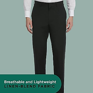 Cubavera Men's Flat Front Linen Blend Dress Pant (Waist Size 30-54 Big & Tall), Khaki, 34W x 30L