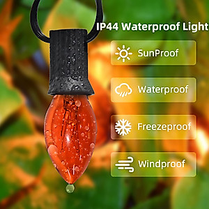 PASUTO 25 Pack Orange Light Bulb C7 Replacement Bulbs, Perfect as Halloween String Light Bulbs Replacement Orange Bulb, C7/E12 Candelabra Bulb, 5W Transparent Orange Incandescent Light Bulbs