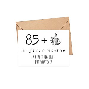 86th Birthday Card - 86 Is Just A Number A Really Big One But Whatever - 86 Year Old Birthday Card - Funny Birthday - Rude 86th Birthday Card - 85 + Middle Finger - Snarky Humor - Funny Adult Card
