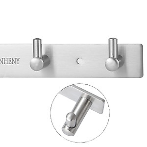 NHENY Towel Hook Rack Wall Mounted 17-Inch Coat Hanger with 7 Heavy Duty Hook, Easy to Install Rail for Bedroom, Bathroom, Foyer, Hallway, Garden, Office (304 Stainless Steel Brushed Nickel)