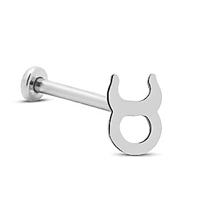 NewkeepsR 16g-Titanium Threadless Zodiac 12 Constellation Astrology Jewelry Stud Earring-Taurus