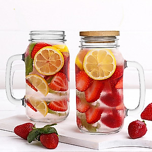 Yirilan 6 Pack 24 Oz Mason Jar Cups,Mason Jars with Handle,Mason Jar Drinking Glasses,Mason Jar with Lid and Straw,Mason Jar Mugs