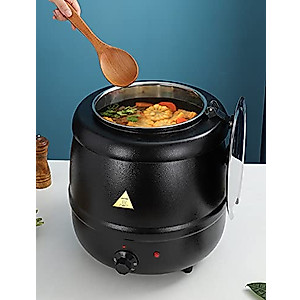 Commercial Soup Kettle Warmer,11 Qt Countertop Food Kettle Warmer with Hinged Lid and Detachable Stainless Steel Insert Pot for Restaurant, Party, Buffet, Catering