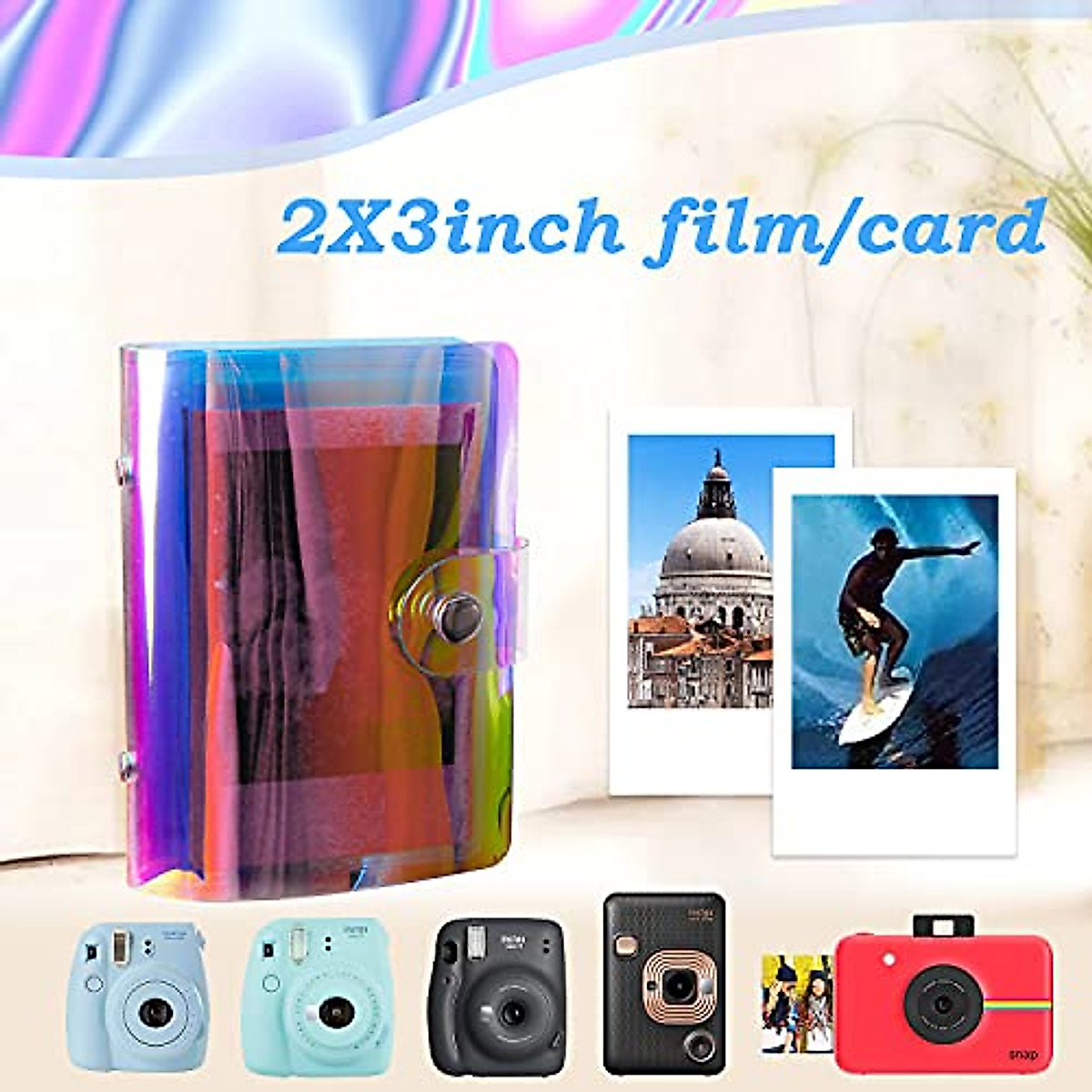 2 Pack One-Handed Mini Photo Album For All Fujifilm Instax Mini Style Cameras/Kpop Photocard/Polaroid Snap SnapTouch Instant Print Digital Cameras
