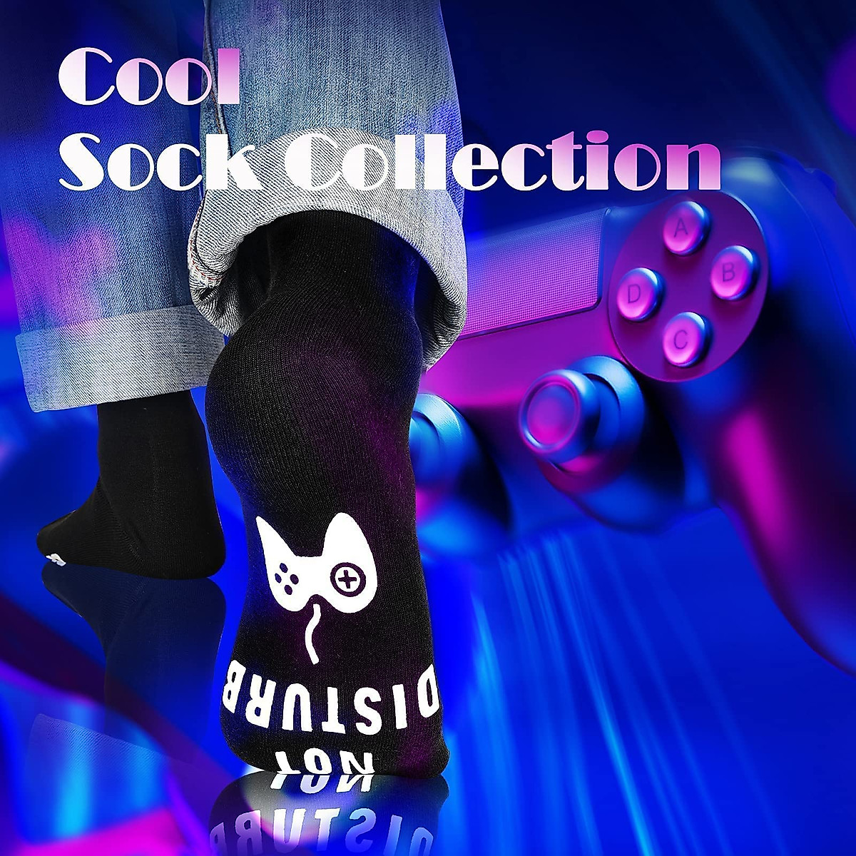 Funny Gaming Socks and LED Telescoping Magnet Pickup Tool Set with Lights - Stocking Stuffers Gifts for Women Teenage Boy Girl