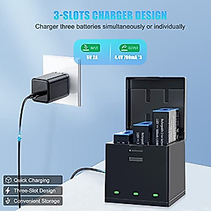 3-Pack Hero 11 Replacement Batteries Compatible with GoPro Hero 11 Hero 10 Hero 9 Black Camera, 3-Channel Battery Charger for GoPro Hero 11/10/ 9 Battery (New Upgrade)