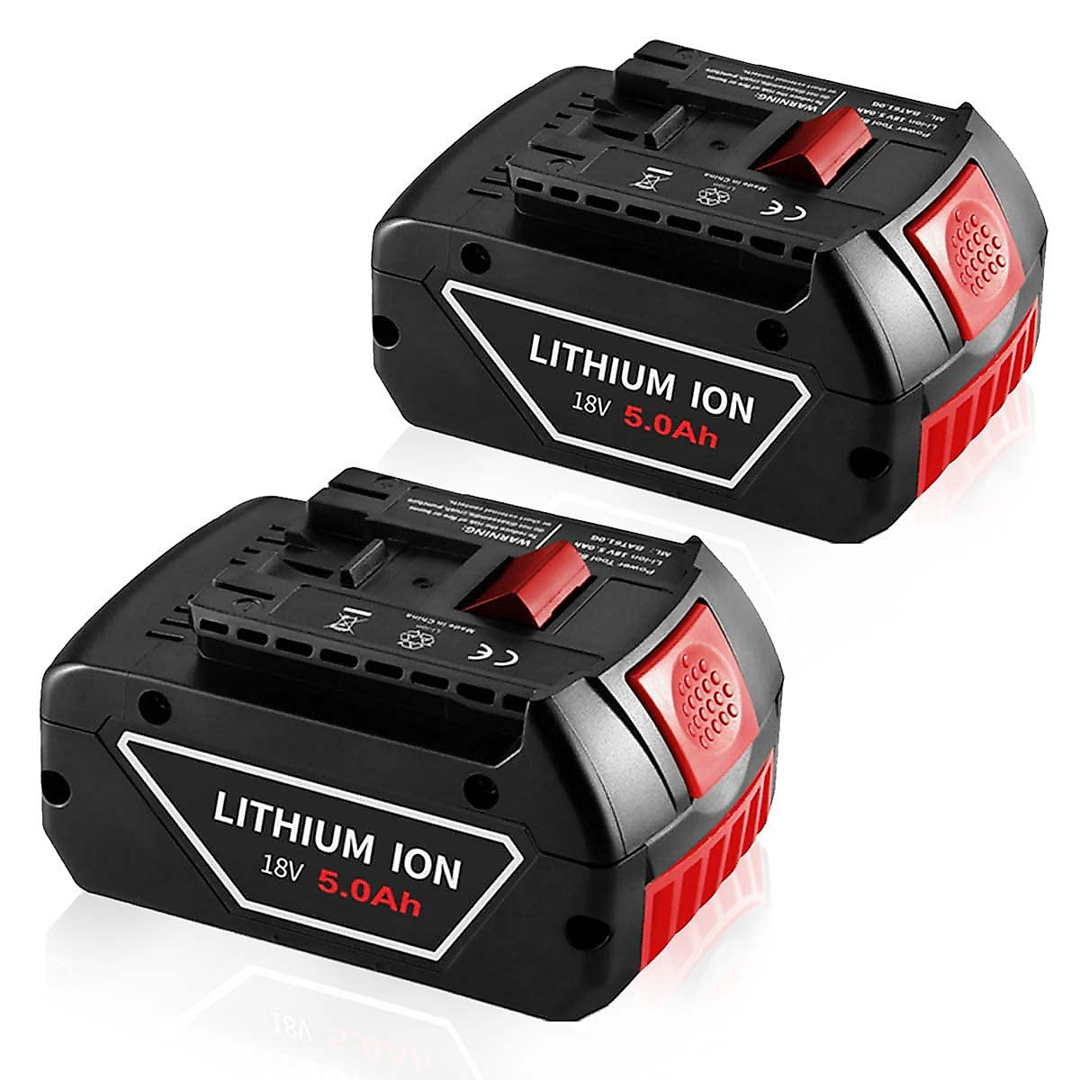 MANUFER 2 Packs 5.0Ah 18V BAT609 Li-ion Replacment for Bosch 18V Battery Compatible with Bosch Lithium Ion 18V BAT609 BAT610G BAT618G BAT619 BAT621 BAT620 Cordless Power Tool Battery