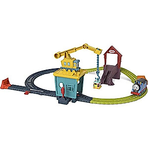 Thomas & Friends Motorized Toy Train Set Fix 'Em Up Friends With Carly The Crane, Sandy The Rail Speeder & Thomas For Ages 3+ Years