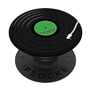 Retro Vinyl Record Player LP Art Green Album Design PopSockets Swappable PopGrip