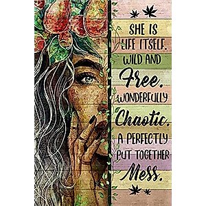 She Had The Soul of A Gypsy Heart of Hippie Flower Girl Tin Sign Street Garage Bedroom Cafe Bar Bathroom Door Wall Decoration Metal Sign 8x12inch