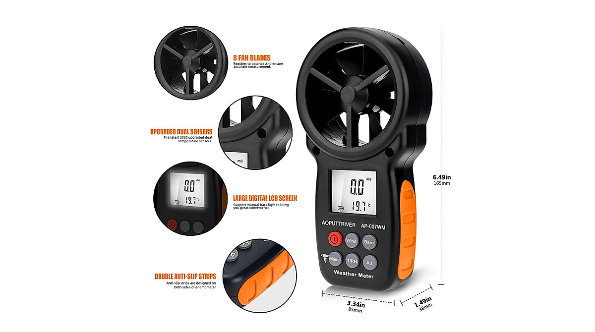 Digital Anemometer Barometer Handheld Anemometer, Wind Speed Meter for ...