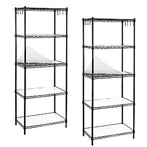 EFINE 2-Pack 5-Shelf Shelving Unit Rack with 8-Hook and 5-Shelf Liners, NSF Certified, Adjustable, 150lbs Loading Capacity Per Shelf, Shelving Rack for Kitchen and Garage (23.6W x 14D x 59H)