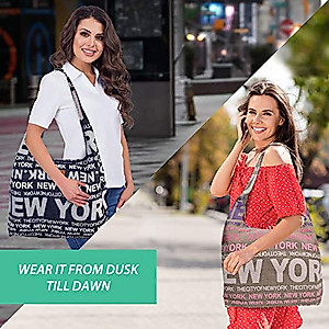 Robin Ruth City Shoulder Bag With NEW YORK CITY Print– Casual Hobo Shoulder Bag For Women – Cotton Canvas City Bag With Shoulder Strap – Stylish Everyday/Travel Large Shoulder Pouch With Zipper