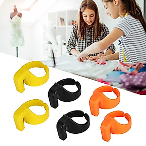 Joyzan Thread Cutter Finger Rings, Plastic Thimble Yarn Portable Needlework Cutting Tool Set Hand Sewing Notions Supplies Knitting Sharp Blades Quilting Embroidery Fishing Line Handcraft Knife 6Pcs