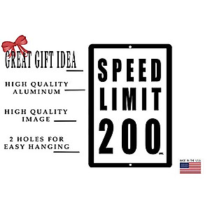 Rogue River Tactical Funny Mechanic Metal Tin Sign, 12x8 Inch, Wall Décor- Man Cave Bar Speed Limit 200 MPH