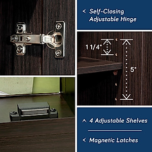 Sauder 419496 Miscellaneous Storage Storage Cabinet, L: 29.375" x W: 16.125" x H: 71.125", Cinnamon Cherry finish