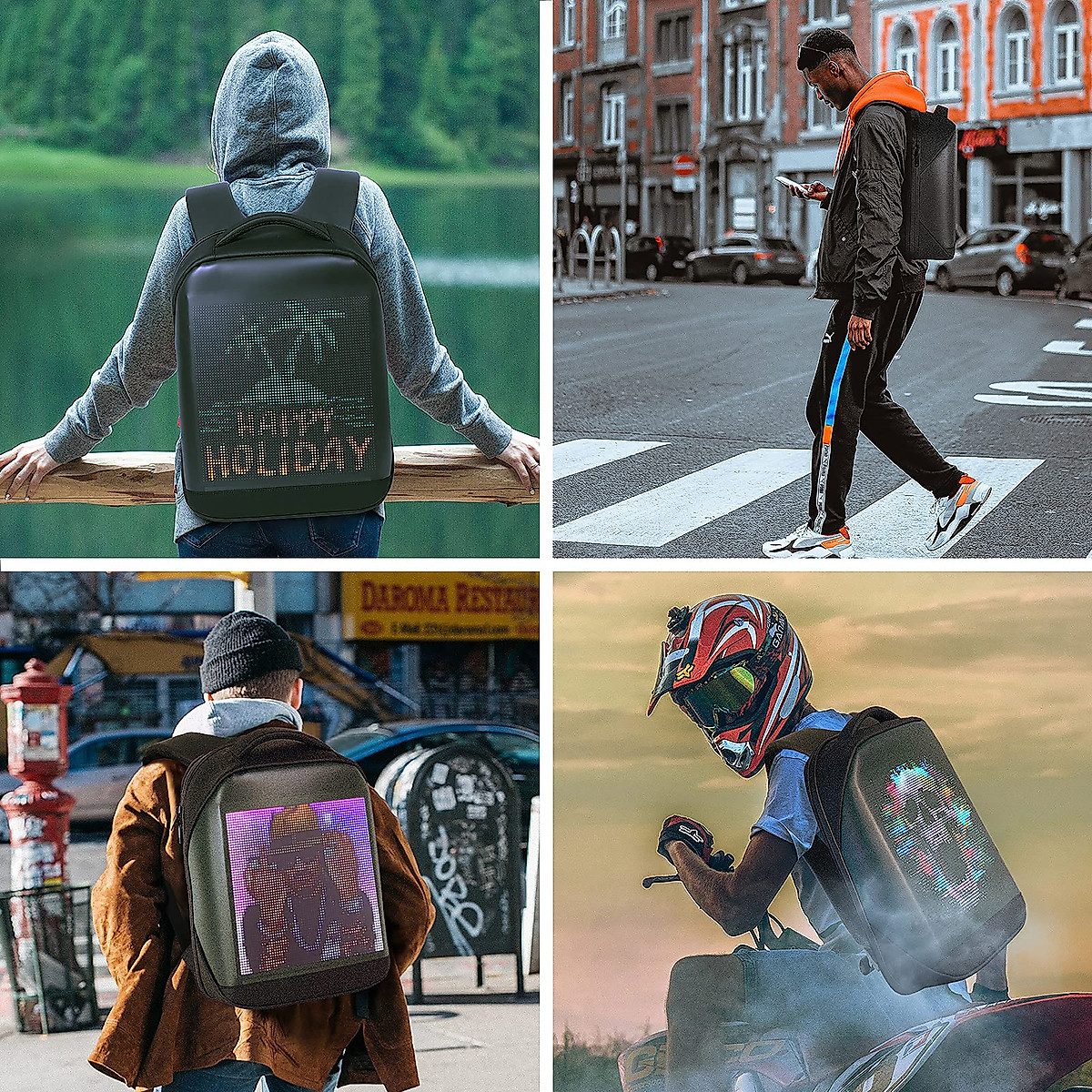 GIFR MOVERS LED Backpack， Full Color Screen And Programmable DIY，24L Capacity，Men And Women Travel Laptop Backpack， Need Mobile Power To Use