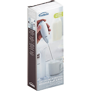 Trudeau Battery Milk Frother,Silver/White,9.5 inch