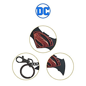 The Noble Collection DC Batman V Superman Logo Key Chain - 2in (5cm) Metal Keychain - Officially Licensed Film Set Movie Props Gifts, Multi-coloured, One Size, Batman VS Superman