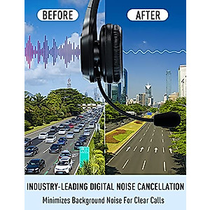 WUGEUSCH Wireless Headset with Microphone -Noise Canceling Headphones with Mic -Bluetooth On-Ear Earphones for Trucker, Office Work, Video Calling, Call Center -32H Talk Time, Clear Audio Transmission